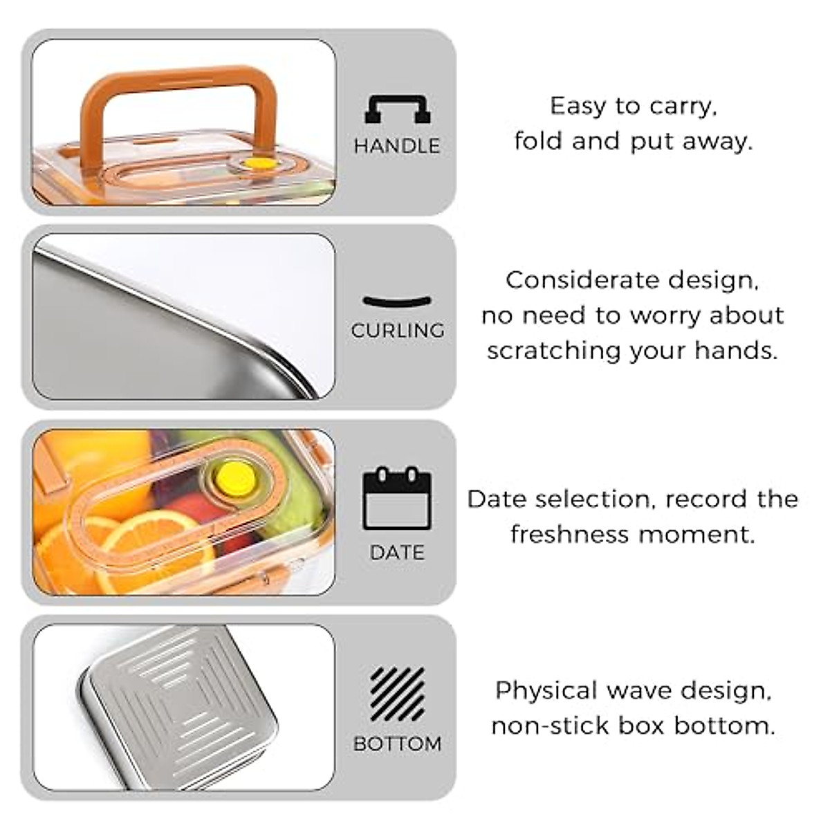 Vacuum Sealed Container，ｗith Vacuum Pump，Stainless Steel Vacuum Food Storage Container，for　Food Storage，Kitchen Storage ，Keep Food Fresh 5 Times Longe