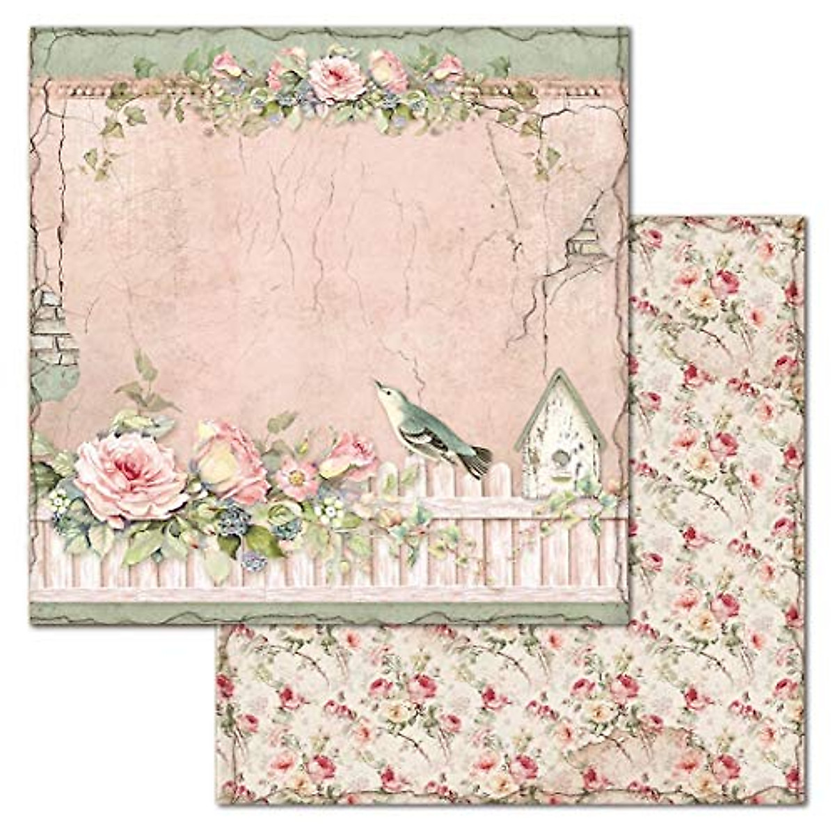 STAMPERIA INTERNATIONAL, KFT PAPER PAD 8X8 10PK HOUSE ROSE, 20.3 x 20.3 (8" x 8"), Multicoloured