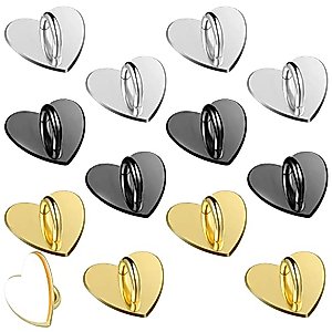 12 Pcs Cell Phone Charm Hook Finger Rings Adhesive Phone Finger Grip Loop Stand Metal Phone Charm Rings Sticky Heart Ring Phone Holder Heart Phone Ring for Cell Phone Tablet DIY Accessories, 3 Colors