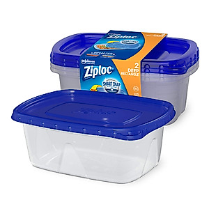 Ziploc Food Storage Meal Prep Containers Reusable for Kitchen Organization, Smart Snap Technology, Dishwasher Safe, Deep Rectangle, 2 Count (Pack of 2)