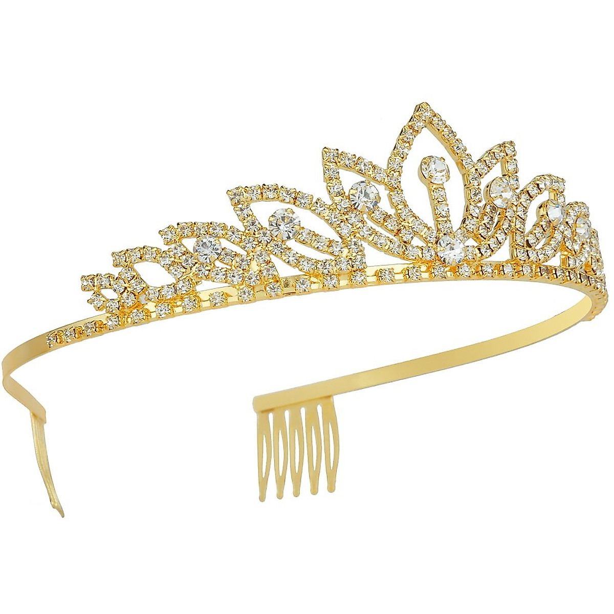 Wedding Tiara with Comb Bridal Shining Rhinestones Crystal Headband Pageant Princess Bridal Prom Decoration Party Wear Gold for Valentine's Day Mother's Day Christmas Gifts