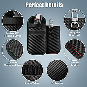 Faraday Key Fob Protector, 2 Pack(Red & Green) Faraday Bags RFID Faraday Pouch Car Key Fob Signal Blocker Blocking Pouch