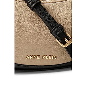 Anne Klein Color Blocked Crescent Crossbody, Stone/Black
