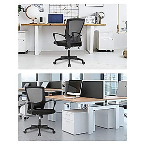 Home Office Chair Ergonomic Desk Chair Mesh Computer Chair Lumbar Support Modern Executive Adjustable Rolling Swivel Chair Comfortable Mid Black Task Chair, Black