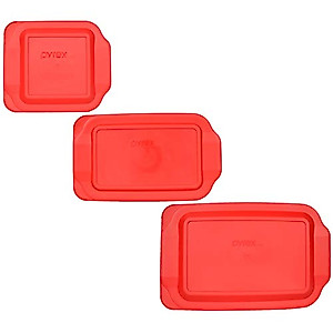 Pyrex (1) 222-PC 2qt Red Lid, (1) 232-PC 2qt Red Lid, (1) 233-PC 3qt Red Lid Made in the USA