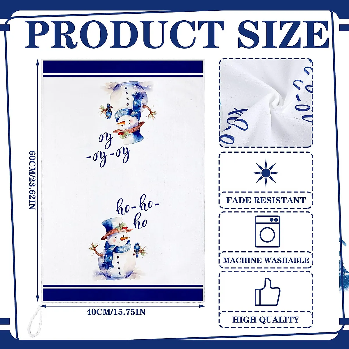 Geyoga 6 Pcs Christmas Kitchen Towels Decor 16 x 24 Inch Absorbent Christmas Tree Dish Towels Xmas Truck Snowman Santa Plaid Hand Tea Towels for Holiday Housewarming Gift(Blue, White,Snowman)