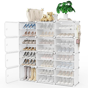 Portable Shoe Rack Shoe Organizer for Closet Entryway 48 Pairs Shoe Rack Organizer with Doors Shoe Storage Organizer Shoe Rack with Cover Shoe Organizer Cabinet Shoe Rack for Closet Entryway Bedroom