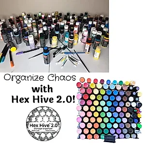 Hex Hive 2.0 Storage Organizer 12 Piece Set for Craft Paint, Salon Haircolor, Tattoo Ink and more Made in USA