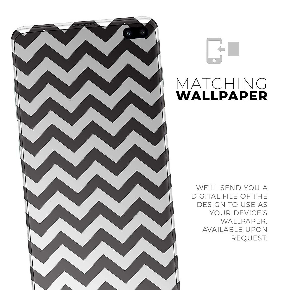 DesignSkinz Black and White Zigzag Chevron Pattern Protective Vinyl Decal Wrap Skin Cover Compatible with The Samsung Galaxy S20 (Screen Trim & Back Glass Skin)