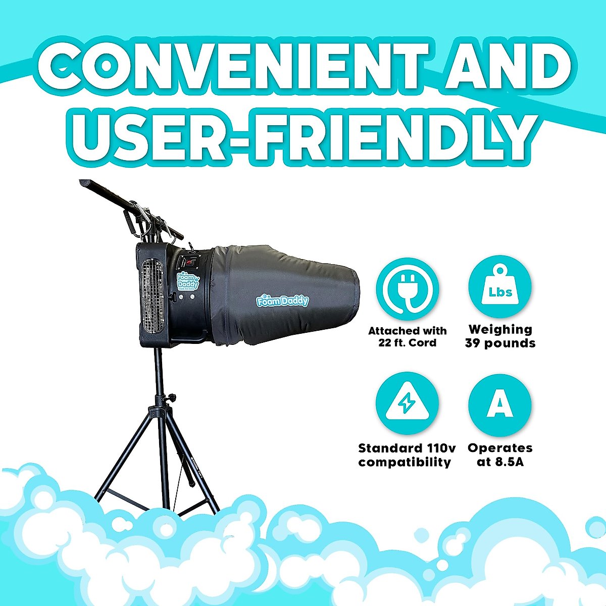 Foam Daddy Large Foam Cannon - Create a Foam Party Experience with This Big Foam Machine! Shoots 20-24ft of Foam Solution - Ideal Home Party Foam Machine and Foam Maker for Kids