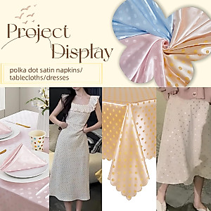 MaiMaiSuan 60’’ Wide Blush Pink Polka Dot Satin Jacquard Fabric by The Yard Soft Shiny Silky Satin Fabric for Sewing, DIY Crafts, Costumes,Decoration,Bridal Dress,1 Yard