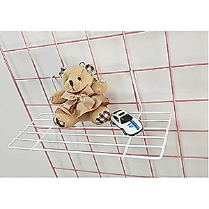 LIOOBO Grid Wall Shelves, Wire Straight Shelf with Hooks, Hanging Shelf for Wall Grid Panel, Wall Organizer for Home Supplies, 10 L x 4 D, White