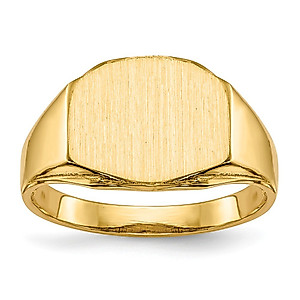 Solid 14k Yellow Gold 8.5x11.5mm Open Back Engravable Monogram Signet Ring Band Size 5