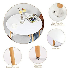 GreenForest Dining Table White Modern Round Table with Wood Legs, Velvet Dining Chairs Set of 4，Dining Kitchen Room Chairs with Metal Legs