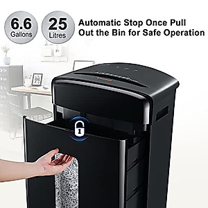 Bonsaii Paper Shredder, 20-Sheet Cross-Cut Paper Shredder for Office Heavy Duty 20-Minutes Shredders with 6.6 Gallon Pullout Basket & 4 Casters for Credit Cards/Mail/Staples/Clips (C222-A)