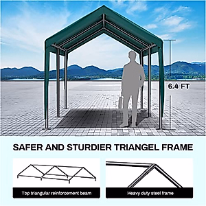 Cityflee Carport,10'x 20' Upgraded Heavy Duty Carport with Wind Rope, Portable Garage for Car, Truck, Boat, Car Canopy with All-Season Tarp, Green
