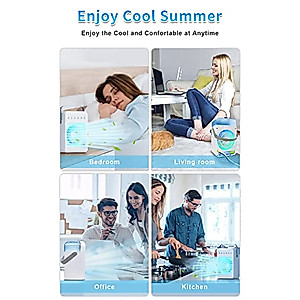 Portable Air Conditioners Fan, 600ml Water Tank Personal Mini Air Conditioners with 4 Wind Speeds, 2-6H Timer USB Evaporative Air Cooler Fan with LED Light for Home Office Bedroom Kitchen
