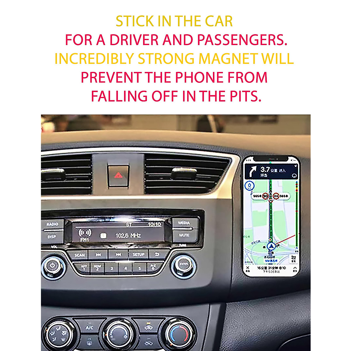 SALEX Compatible with Magsafe Car Mount for Dashboard, Wall, Fridge, Truck, Mirror 2 Pack. Stick On Magnetic Phone Mount for iPhone 15 14 Plus 13 Pro Max 12 Mini. Flat Magnet Dash Phone Holder