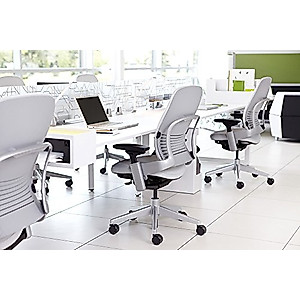 Steelcase Leap Desk Chair V2 with Headrest in Buzz2 Black Fabric - 4-Way Highly Adjustable Arms - Black Frame and Base - Standard Carpet Casters