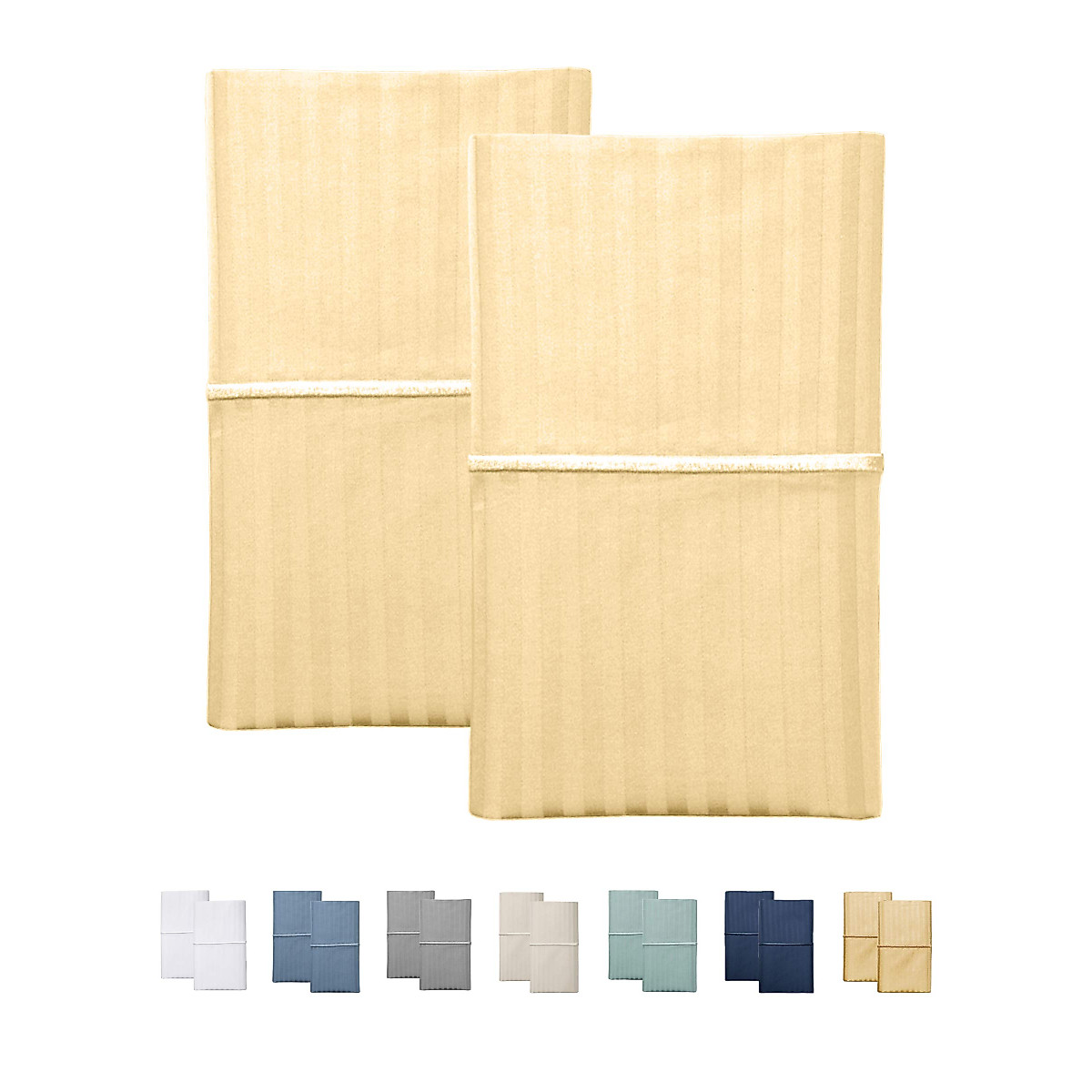 Feather & Stitch Queen Size Damask Bed Sheets|100% Soft Cotton, 4 Pc Set 500 TC Sateen Weave - 1 Flat Sheet, 1 Fitted Sheet & 4 Pillow Cases - Semolina