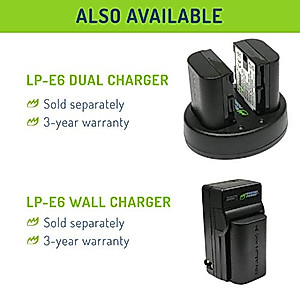 Wasabi Power LP-E6, LP-E6N Battery for Canon EOS 5D Mark II/III/IV, 5DS, 5DS R, 6D, 6D Mark II, 7D, 7D Mark II, 70D, 80D, 90D, R, R5, R6, Ra, XC10, XC15, BMPCC 4K, BMPCC 6K