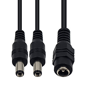 Duttek CCTV Power Splitter Cable, DC 5.5x2.1mm 1 Female to 2 Male Splitter Cable 2 Way DC Power Cable Y Splitter for CCTV Security Camera/IP Camera/DVR Standalone/LED Strip (40CM/15.74Inch)