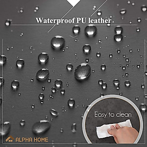 ALPHA HOME Swivel Bar Stool Adjustable Airlift Counter Height Bar Stool Kitchen Dining Cafe Hydraulic PU Leather Bar Chair with Padded Back and Chromed Metal Base, Grey.1PC