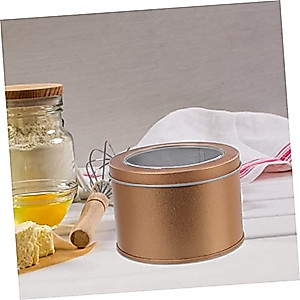 FUNOMOCYA 4 Pcs Boxes Tin Box with Window Mini Paper Cups Mini Cake Boxes Cake Containers Candle Containers with Lids Round Baking Cake Tins Tea Storage Can Dessert Container with Window