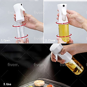 Oil Sprayer Glass Bottle for Cooking, 200ml, Reusable, Food Grade for Air Fryer, Salad, Baking, Frying, BBQ