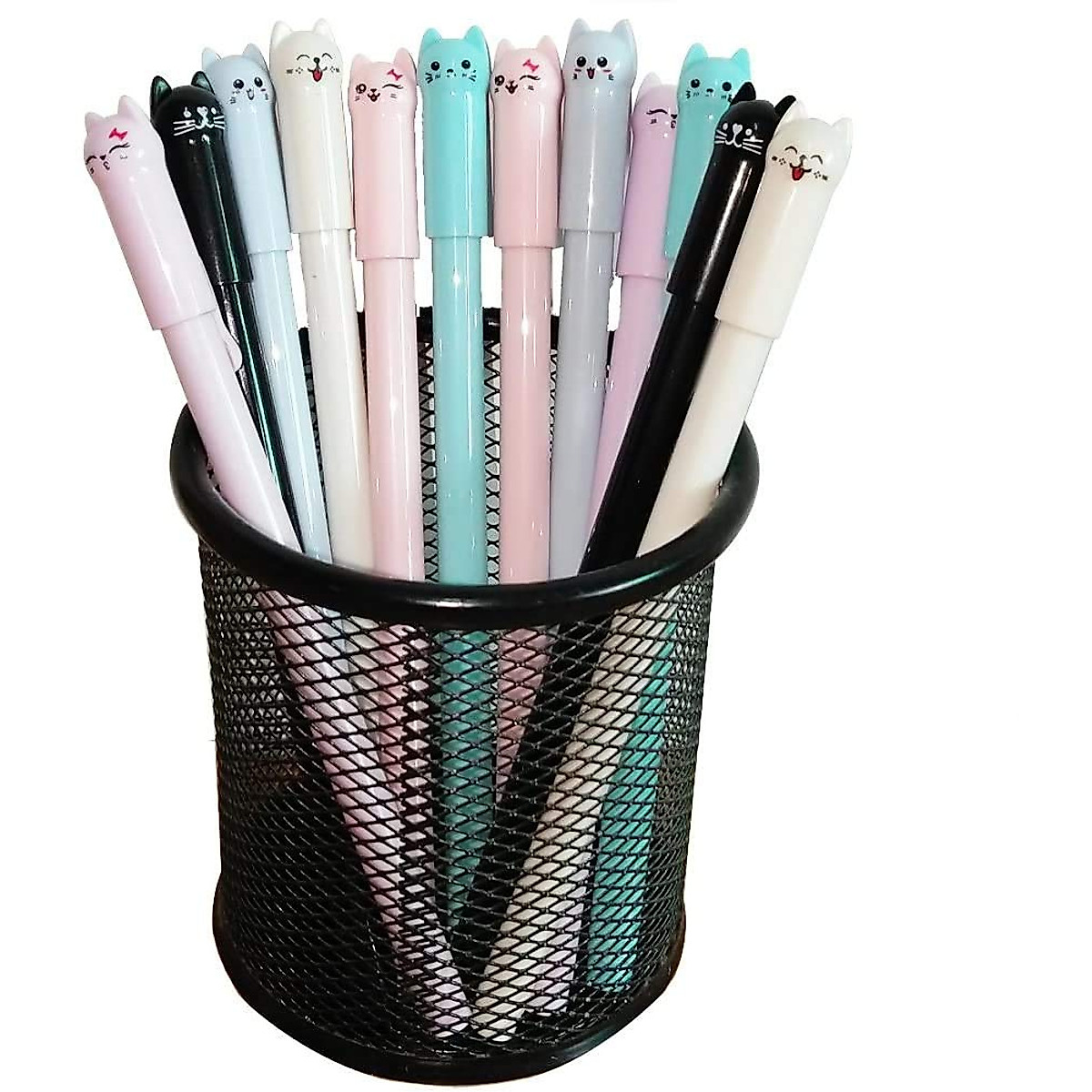sencoo Girl Cute Pens Kawaii Pen Cute Cat Pen 0.5 mm Gel Pens Black Ball Point Pens for School Office Supplies (12 cat)