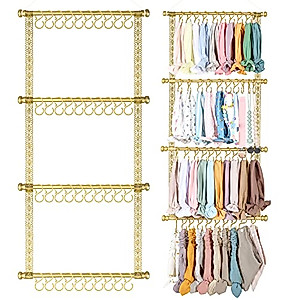 POVETIRE Headband Holder Organizer for Baby Girl,Gold Baby Headbands Hair Accessories Organizer Storage Wall Hanging Decor for Nursery Toddler Girls Room