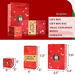 Surprise Box Gift Box for Money, Surprise Gift Box Explosion,2024 Newly Merry Christmas Surprise Gift Boxes,Folding Pop-Up Explosion Gift Box for Birthday Anniversary Valentine Proposal (Red Christmas)