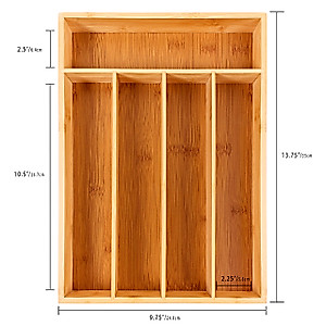 Berghoff Bamboo Set of 2, 5-Slot Flatware Organizers, Fits Most Kitchen Drawers