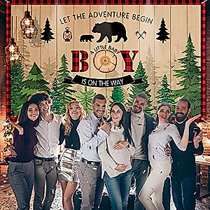 Lumberjack Baby Shower Party Decorations Backdrop for Boy Buffalo Plaid Party Supplies Adventure Themed Party Decorations