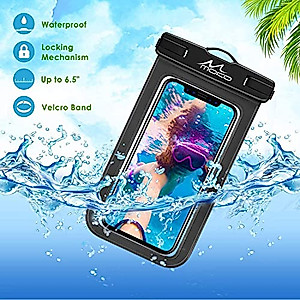 MoKo Waterproof Phone Pouch Holder, Cellphone Case Dry Bag with Lanyard Armband Compatible with iPhone 14 13 12 11 Pro Max, Samsung S21/S20/S10, Black