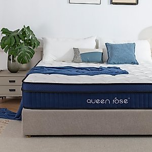 QUEEN ROSE Queen Size 12inch Mattress, Pillow Top Mattress, Memory Foam Mattress in a Box with Individual Pocket Spring for Motion Isolation and Silent Sleep, Pressure Relief, CertiPUR-US