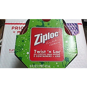 Ziploc 3 Twist 'n Loc All Purpose Small Round,2 Cup Containers & Lids Ed