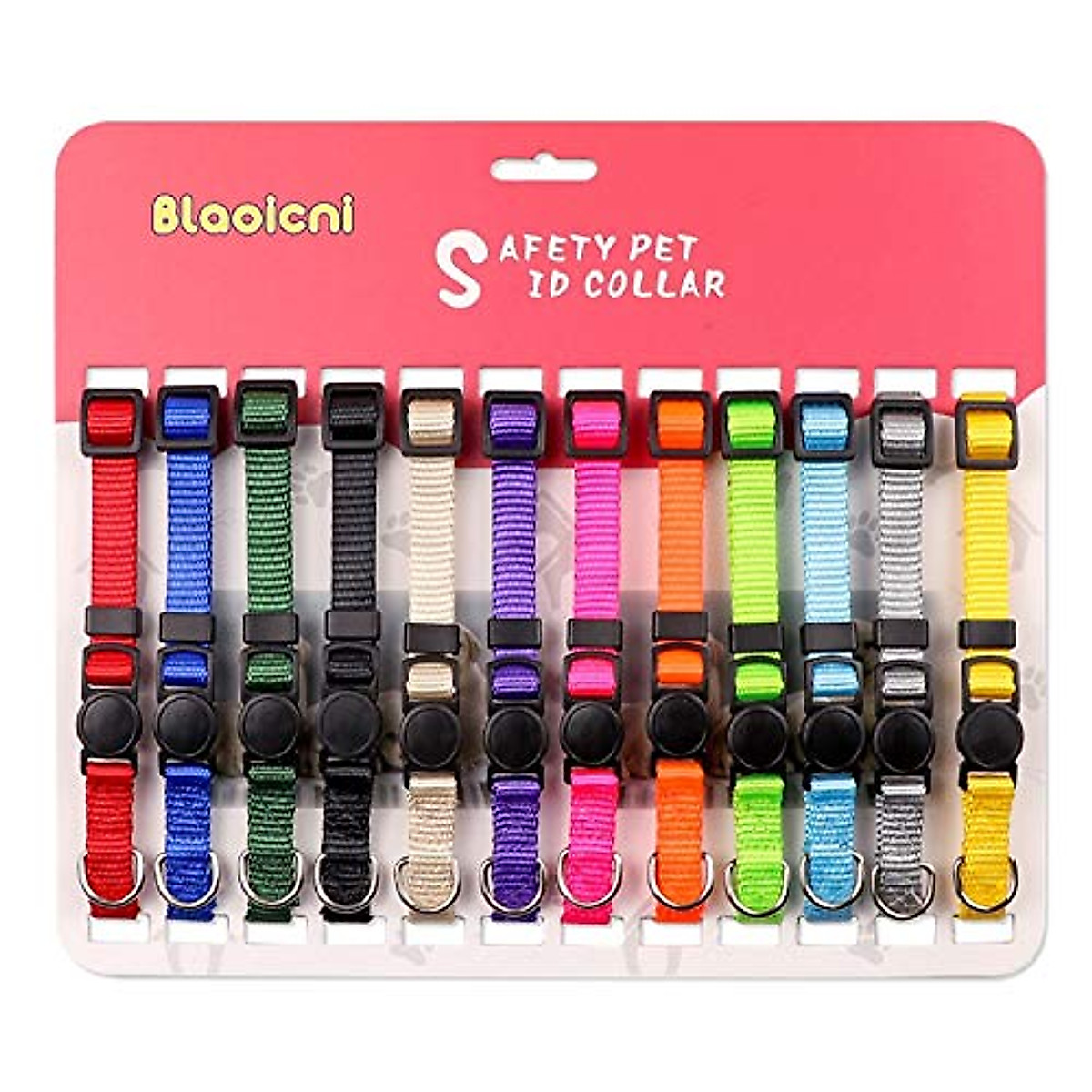 Puppy ID Collar Identification Soft Nylon Adjustable Breakaway Safety Whelping Litter Collars for Newborn Pets with Record Keeping Charts 12pcs/Set (S)