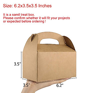 ValBox Treat Boxes 30 Pack Brown Kraft Paper Gable Gift Boxes - Goodies Favor Box for Kids' Birthday Party, Wedding, Baby Shower, 6.2 x 3.5 x 3.5 Inches