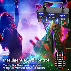 WUZSTAR DJ Party Lights,21 Lens RGB UV Disco Strobe Light Indoor Support DMX 512 Ravelight with Remote Control for Home Parties Karaoke Birthday Wedding Bar