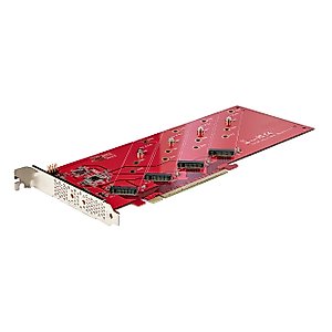 StarTech.com Quad M.2 PCIe Adapter Card, PCIe x16 to Quad NVMe or AHCI M.2 SSDs, PCI Express 4.0, 7.8GBps/Drive, Bifurcation Required, Windows/Linux Compatible (QUAD-M2-PCIE-CARD-B)