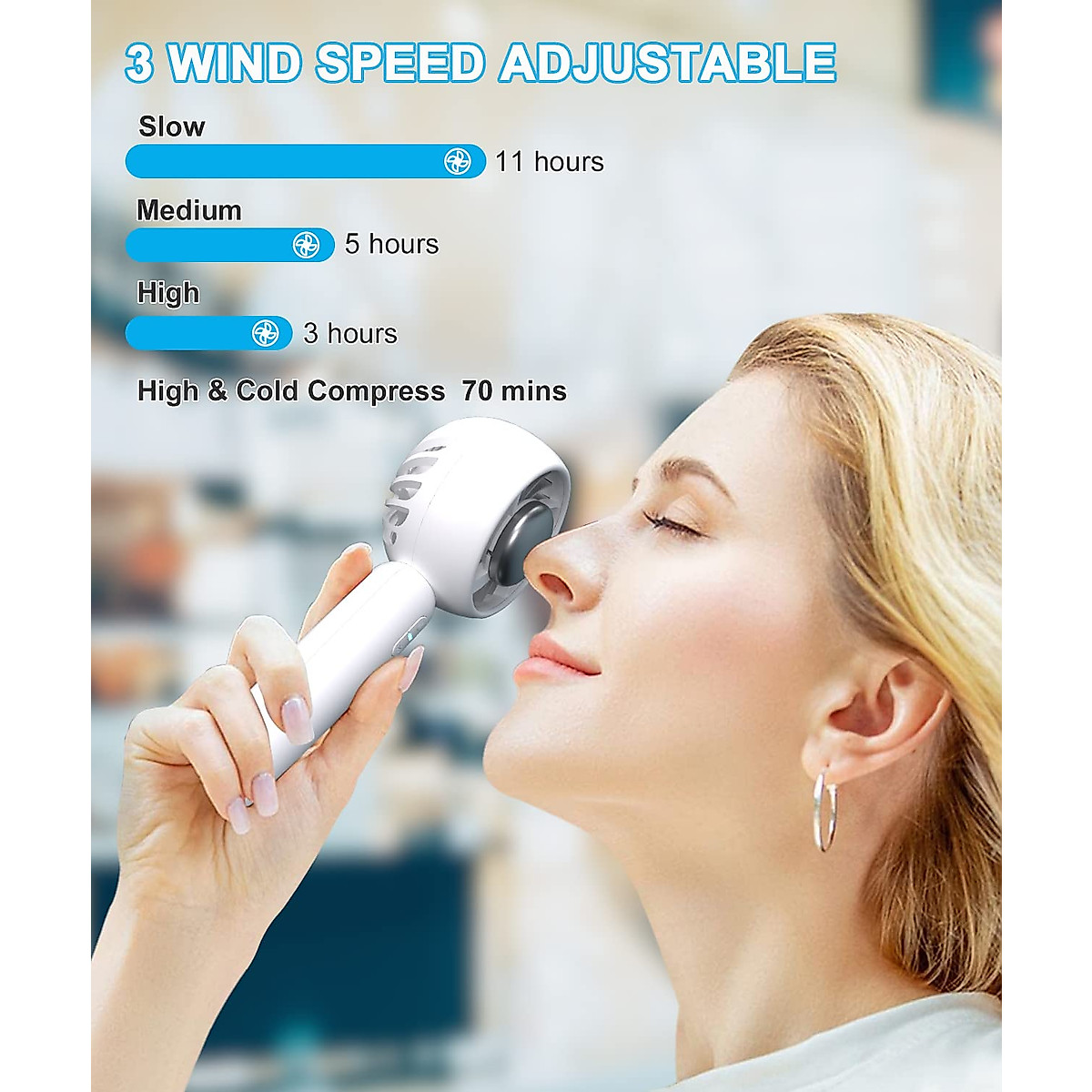 HELEBES 2022 Newly Portable Handheld Cooling Fan with Cold Compresses, USB Rechargeable Battery Handheld Fan Mini Fan, Birthday Gift for Kids Girls Women, Small Personal Pocket Fan for Travel Outdoor