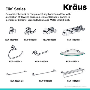 Kraus Elie Bathroom Robe and Towel Double Hook, Chrome Finish, KEA-18802CH