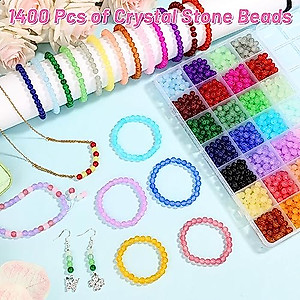 shynek 1400 Piecess 6mm Round Glass Beads for Jewelry Making, 28 Colors Crystal Beads for Bracelets Jewelry Making and DIY Crafts