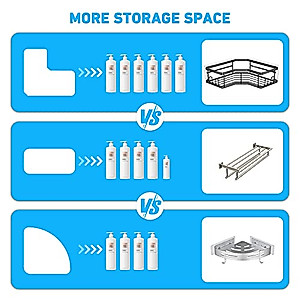 Wiqeerilly Corner Shower Caddy, Adhesive Bathroom Shower Organizer with 22 Hooks, 304 Stainless Steel Rustproof Shower Shelf for Inside Shower & Kitchen Storage - 5 Pack (Matte Black)