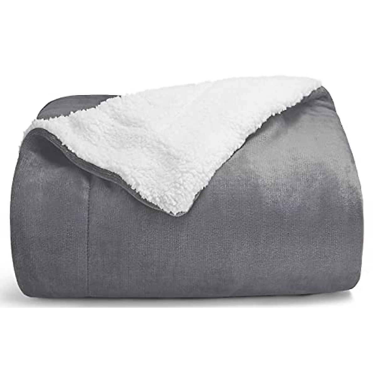 CozyLux Sherpa Fleece Blanket Queen Size Grey 90" x 90" Soft Fuzzy Reversible Throws Full Cozy Warm Thick Plush Blankets Luxury Microfiber Winter Bed Blanket for Camping Couch Sofa Chair, Gray