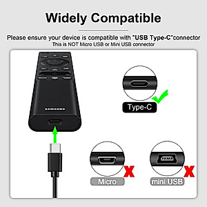 5FT Replacement Charger Cable for Samsung Smart TV Remote Control, USB Type C Charging Cable for Samsung Frame TV Remote, Samsung SolarCell Remote, Samsung Galaxy Buds+ Plus/Buds2 Pro/Buds Live