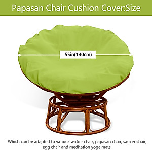 Tikitup Papasan Chair Cushion Cover, Water Resistant Outdoor Papasan Cushion Cover Only, 55in Egg Chair Cushion Cover Unfading Soft Skin-Friendly Polyester (Fruit Green 55in)