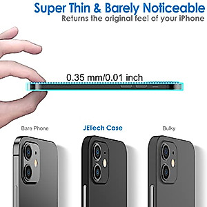 JETech Ultra Slim (0.35mm Thin) Case for iPhone 12, 6.1-Inch, Camera Lens Cover Full Protection, Lightweight, Matte Finish PP Hard Minimalist Case, Support Wireless Charging (Black)