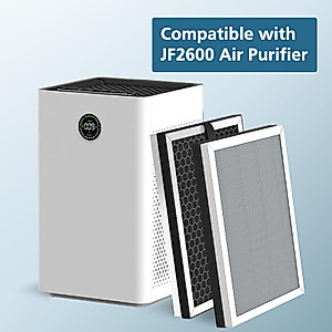 JF260 Replacement Filter Compatible with JF260 Air Purifier, 3-in-1 Pre-Filter, H13 True HEPA Activated Carbon Filtration System - 4 Pack
